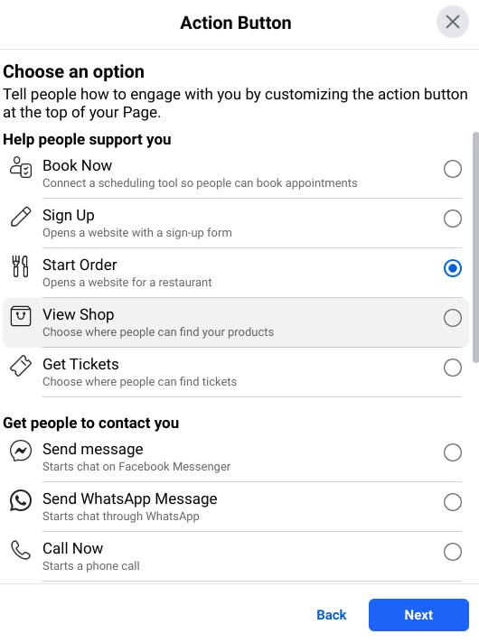 Adding a Facebook "Start Order" call-to-action button to your Facebook ...
