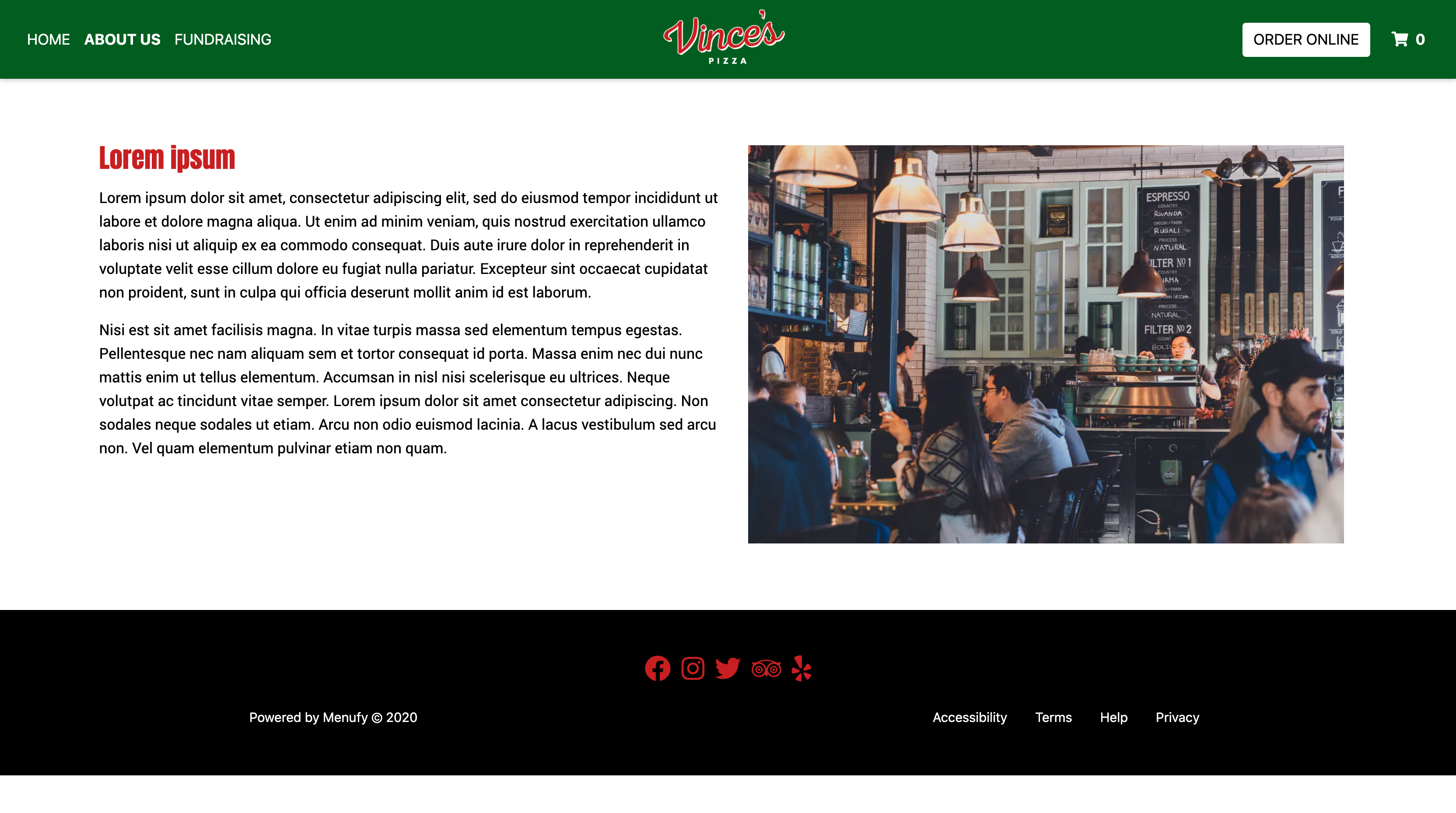 Website Section Type Examples Menufy Help